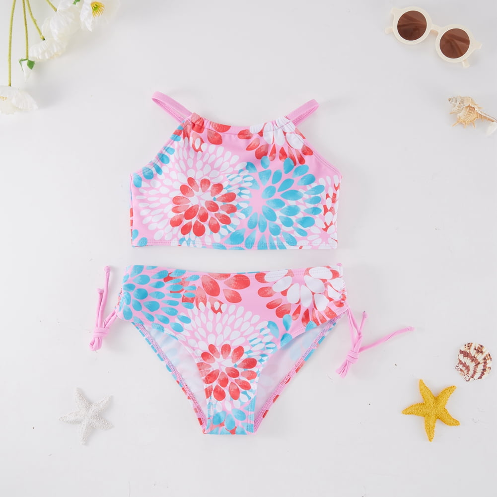 Esho Little Girls Summer Beach Halter Bikini Set, Big Girls Floral ...