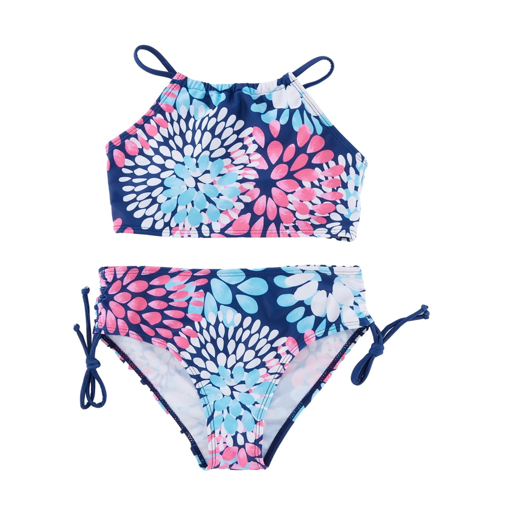 Esho Little Girls Summer Beach Halter Bikini Set, Big Girls Floral ...
