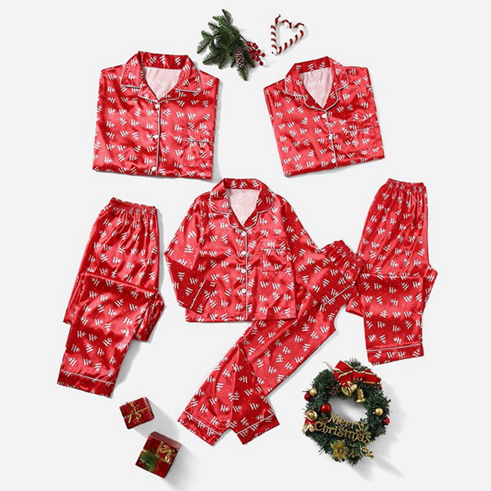 Esho Men Christmas Pajamas Set Family Matching Pajamas Silk Satin ...