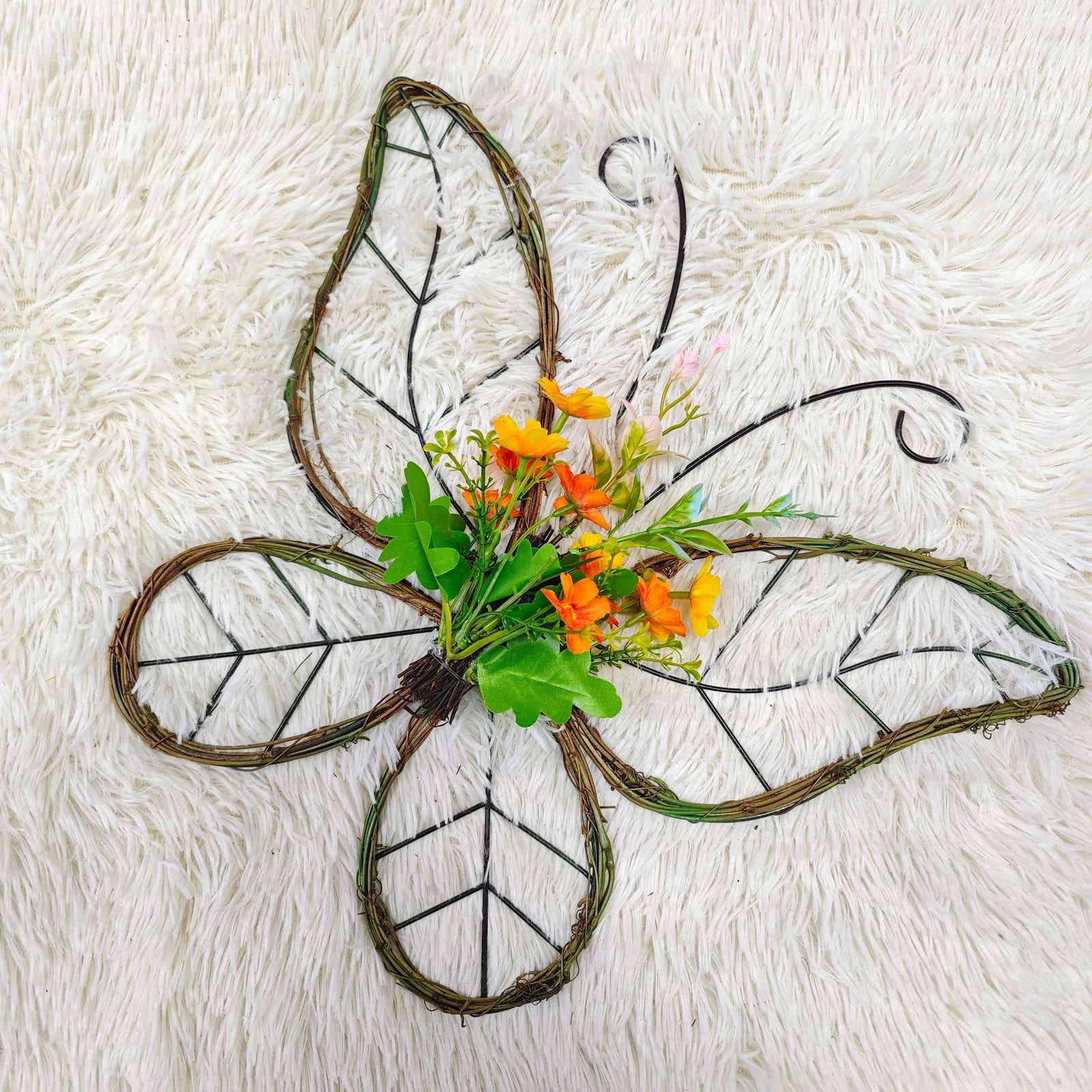 Esho Spring Butterfly Flower Wreath for Front Door Home Decor with ...