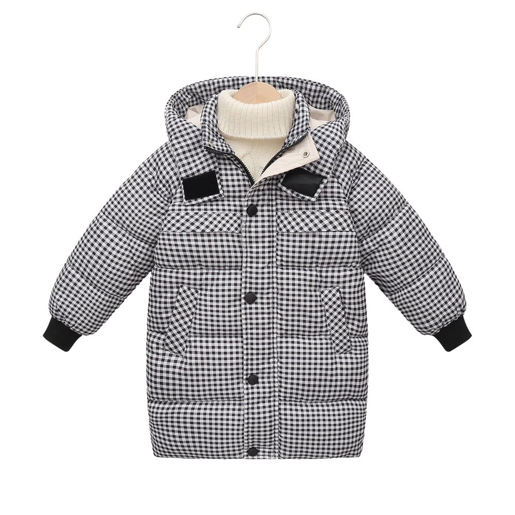 Esho Teens Boys Girls Winter Down Coats Hooded Plaid Puffer Jackets Parka Long Coat Outerwear, 6 ...