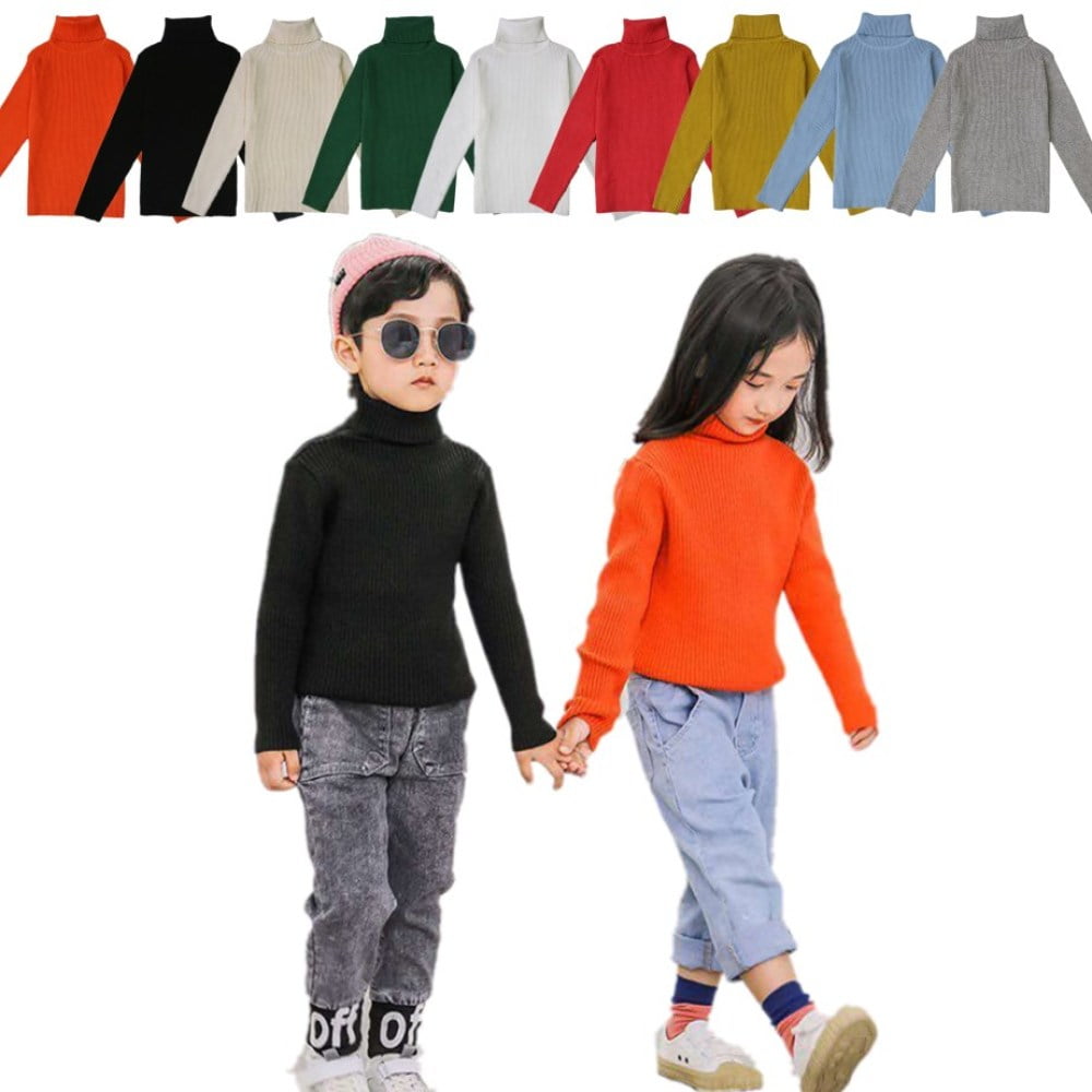 Esho Toddler Girls Boys Cotton Turtleneck Sweater Blouse, Kids Long ...
