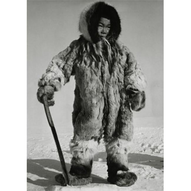 Eskimo Boy Standing on Ice & Holding a Knife Poster Print - 18 x 24 in ...
