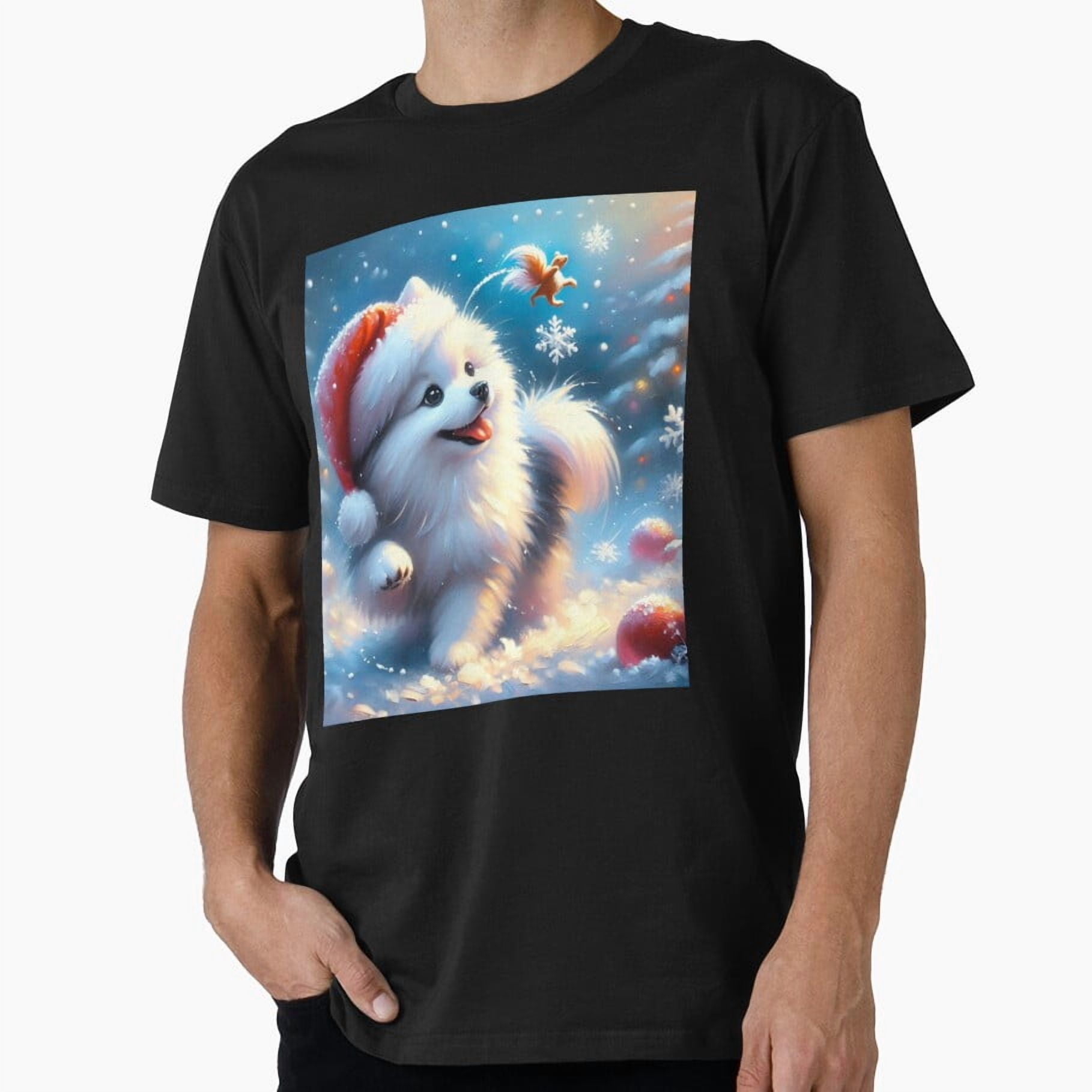 Eskimo Dog Holiday Outfit Cute Festive Winter Pup Illustration Unisex T ...