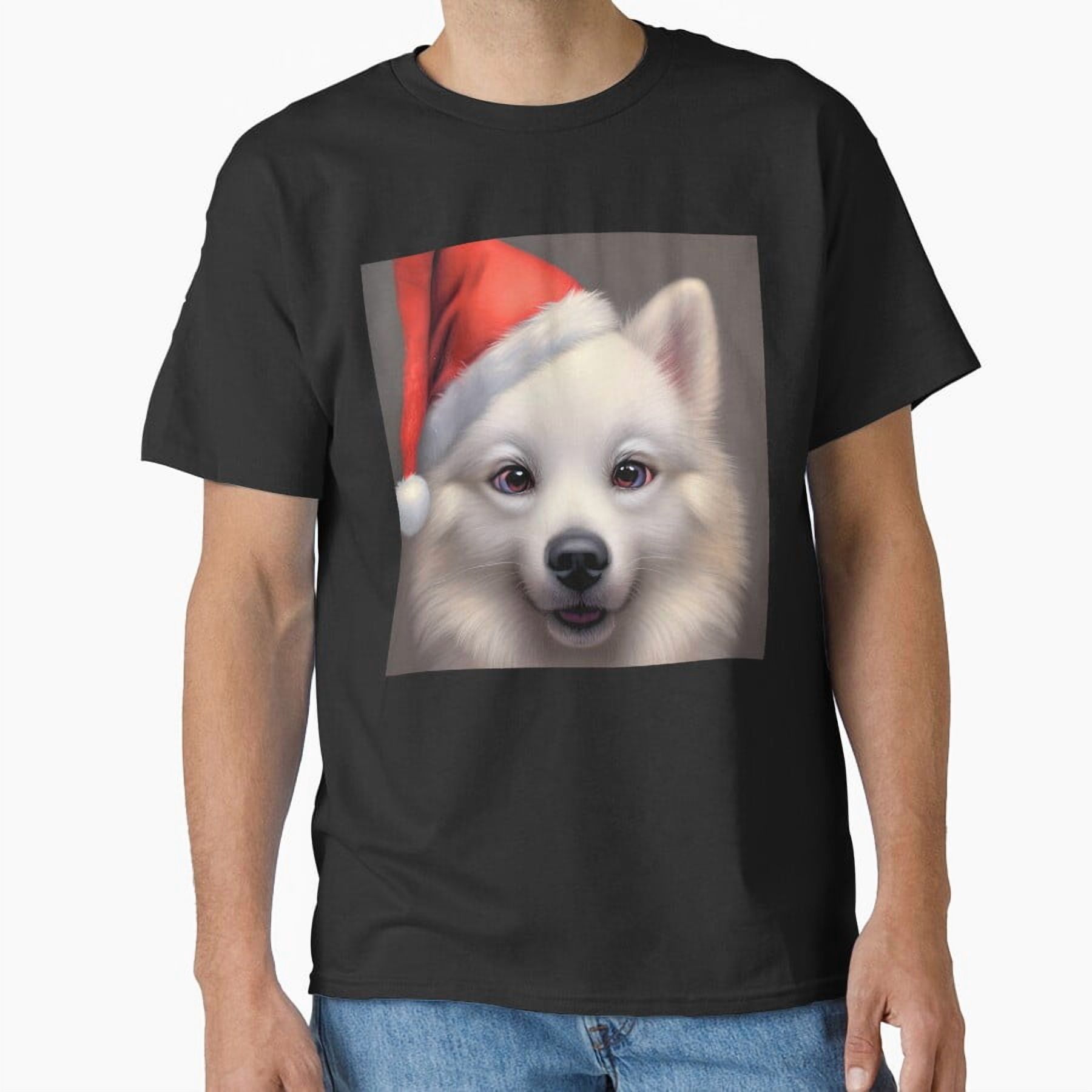 Eskimo Dog in Festive Hat Cute Winter Holiday Pup Celebration Unisex T ...
