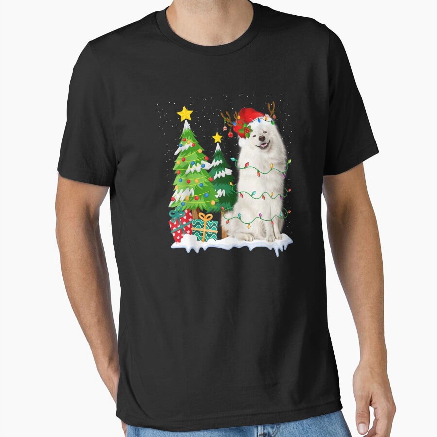 Eskimo Dog with Festive Antlers Cute Winter Pup Holiday Artwork Unisex ...