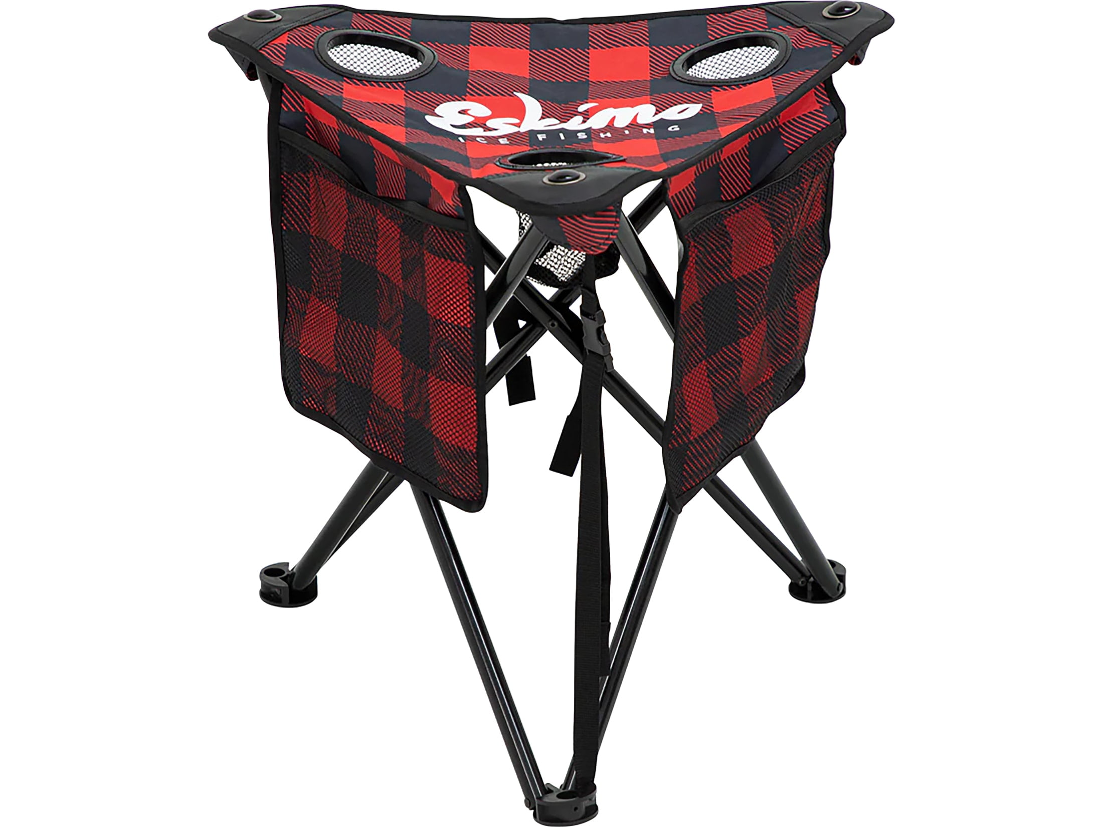 Eskimo Plaid XL Tripod Ice Fishing Stool, Buffalo Plaid Red/Black, 30lb ...