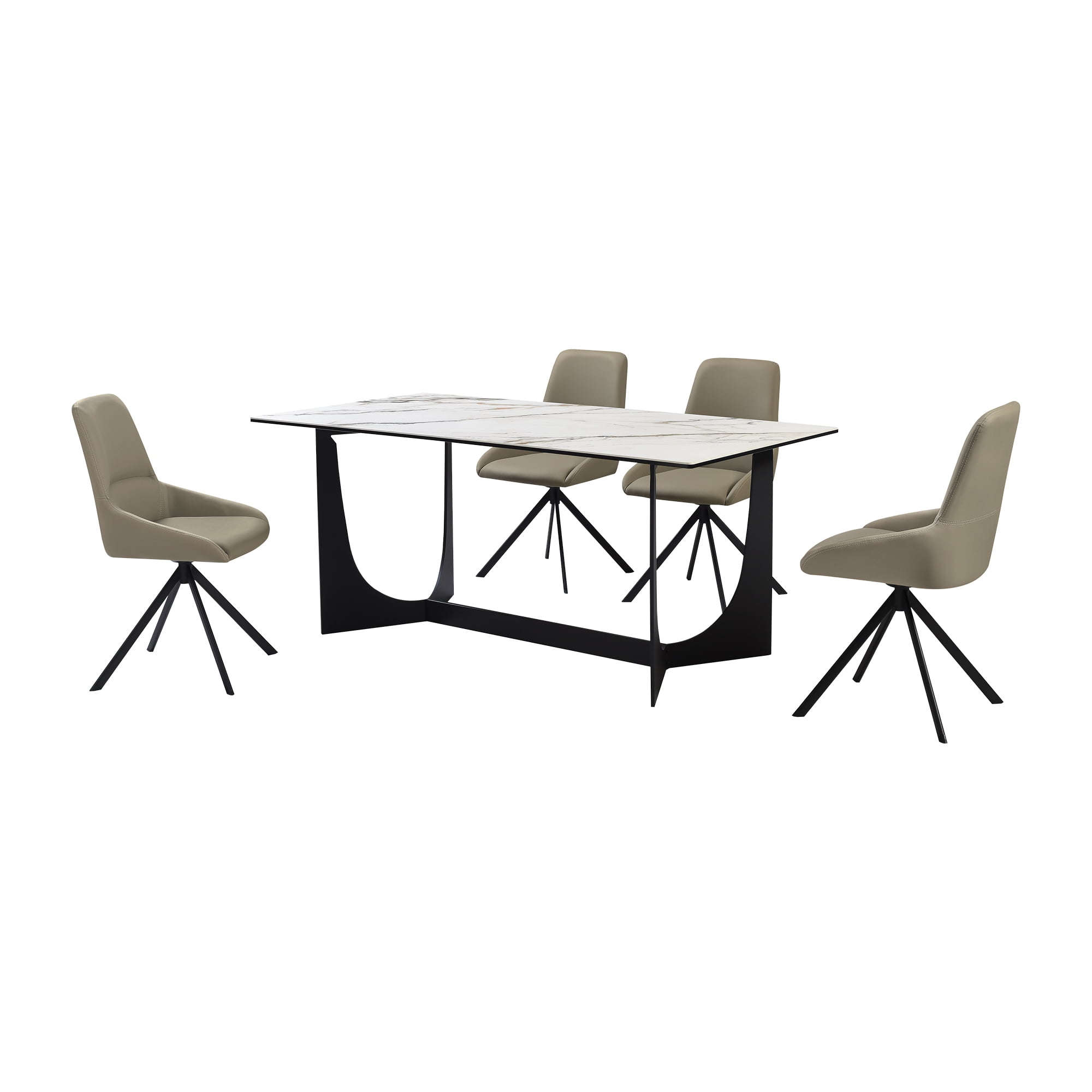 Genesis Upholstered Dining Chair in Taupe Gray Faux Leather with Black ...