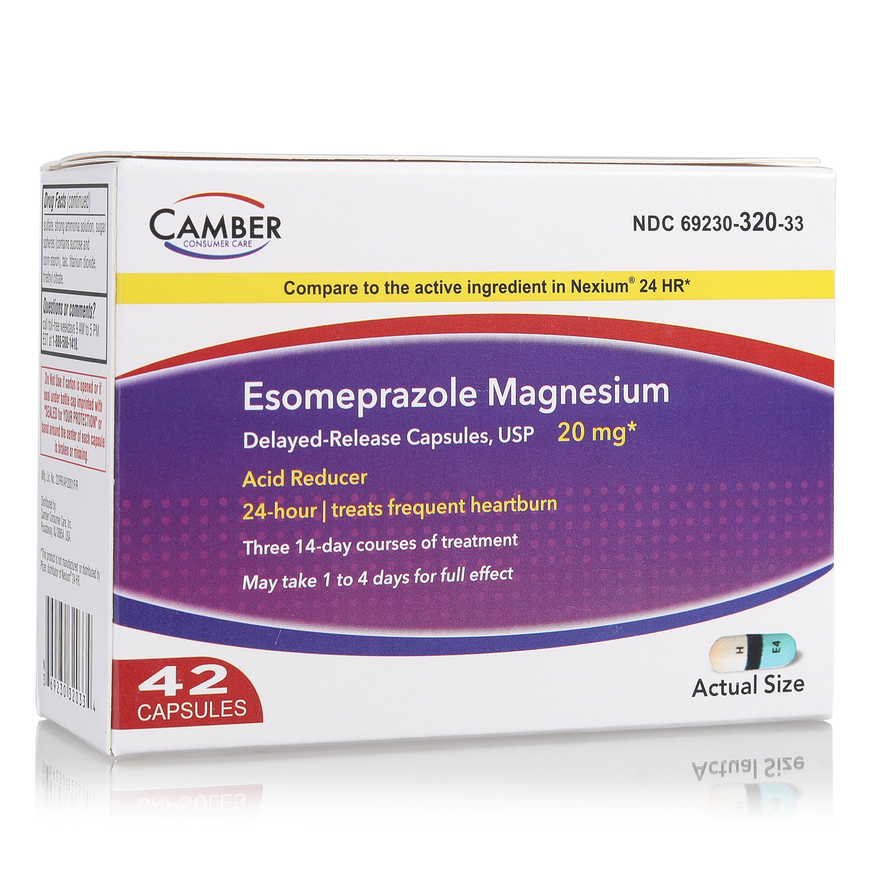 Camber Esomeprazole Magnesium 20 MG, 42 Ct Delayed-Release Antacid ...