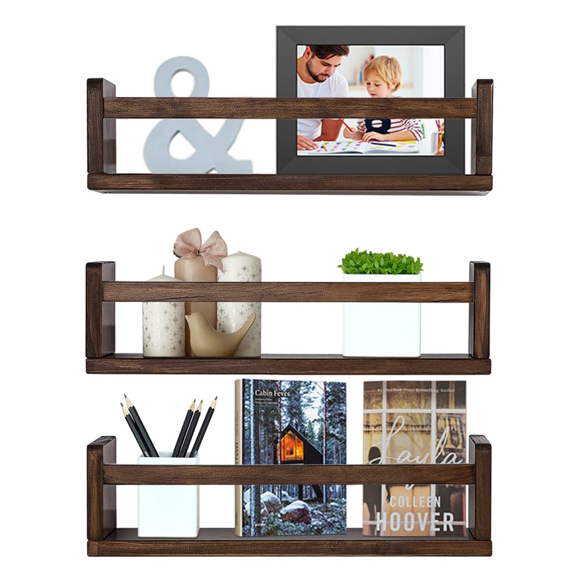 Dottingham Collection 16 Inch Solid IPE Ironwood Shelf with Gallery ...