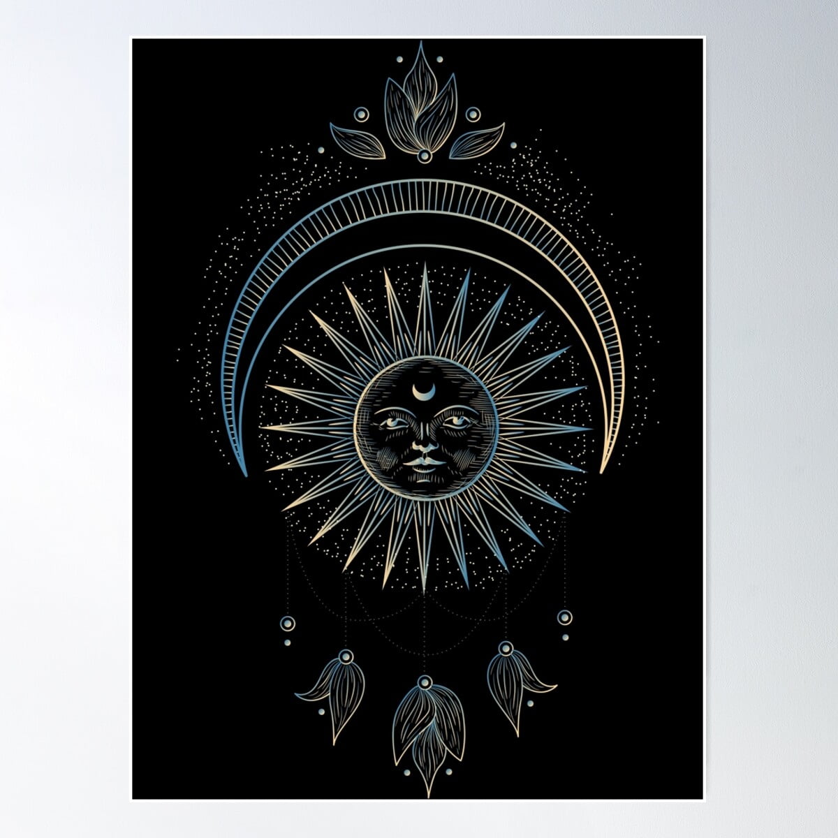 Esoteric Sun And Moon Poster Wall Art, Modern Wall Decor For Living ...