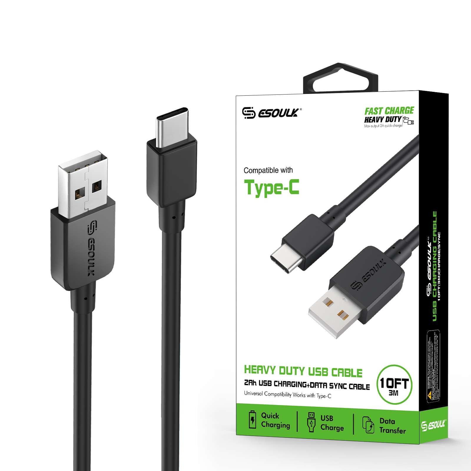 Esoulk 10ft USB-C to USB-A Charge/Sync Cable for Motorola Moto G Stylus ...