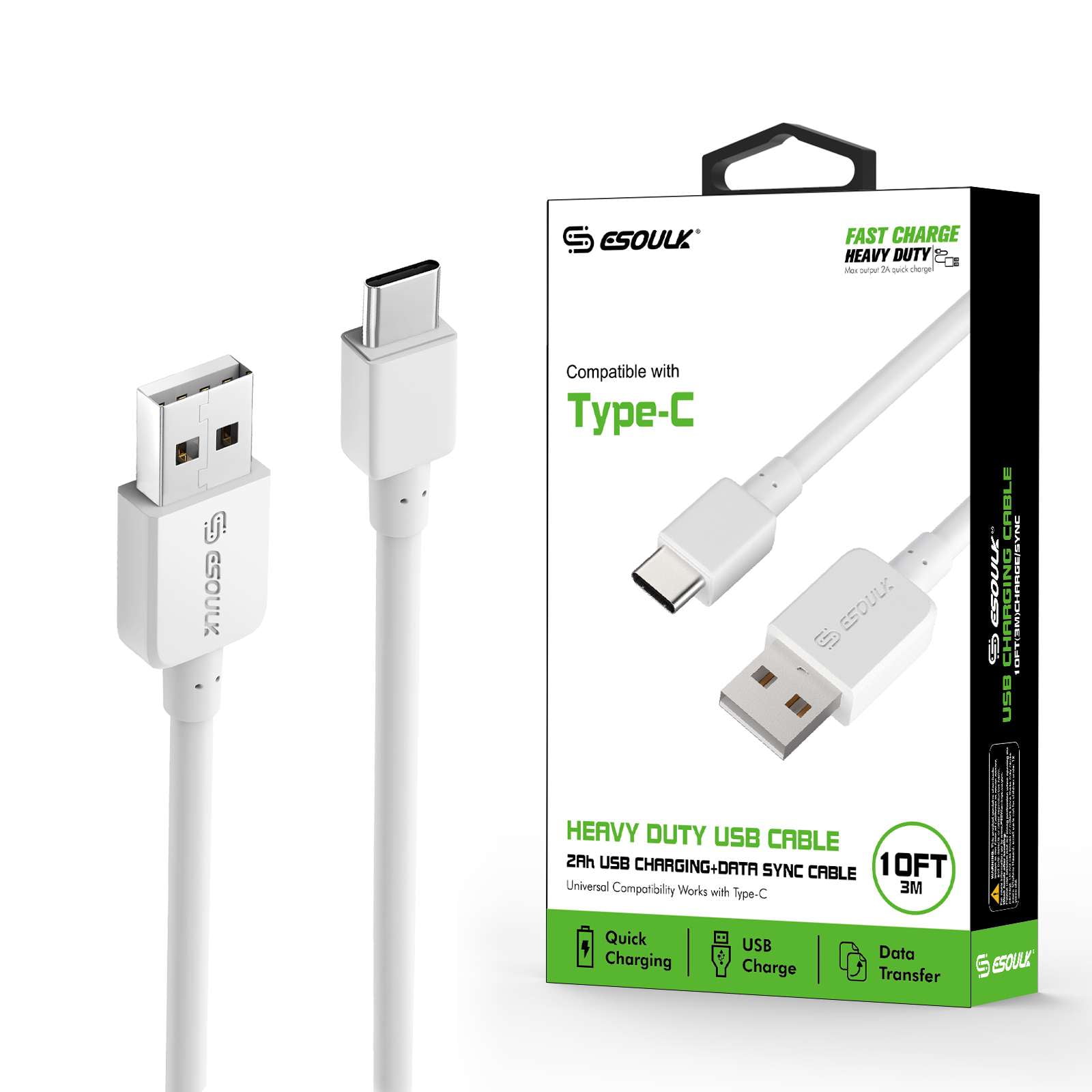 Esoulk 10ft USB-C to USB-A Charge/Sync Cable for Samsung Galaxy A35 5G ...