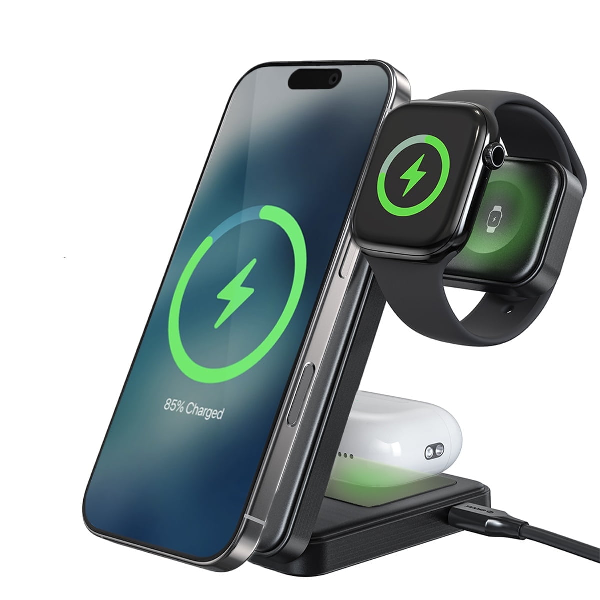 Esoulk 15w 3-in-1 Magnetic Wireless Charger Docking Station - Walmart.com