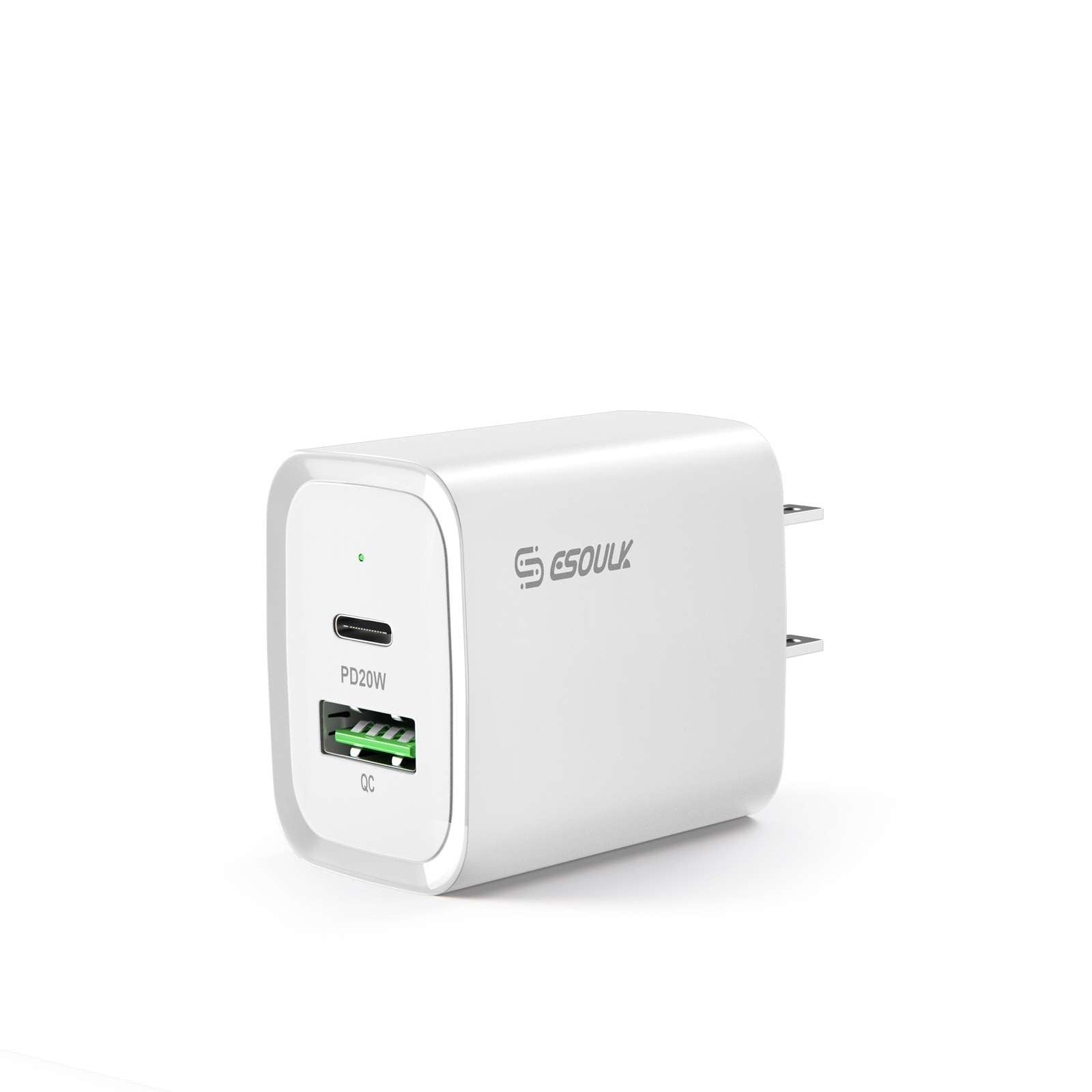 Esoulk 20W 2-Port USB-C PD (Power Delivery) and USB-A Quick Charge ...
