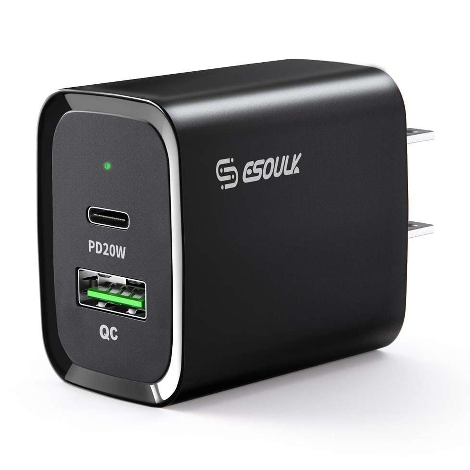 Esoulk 20W 2-Port USB-C PD (Power Delivery) and USB-A Quick Charge ...