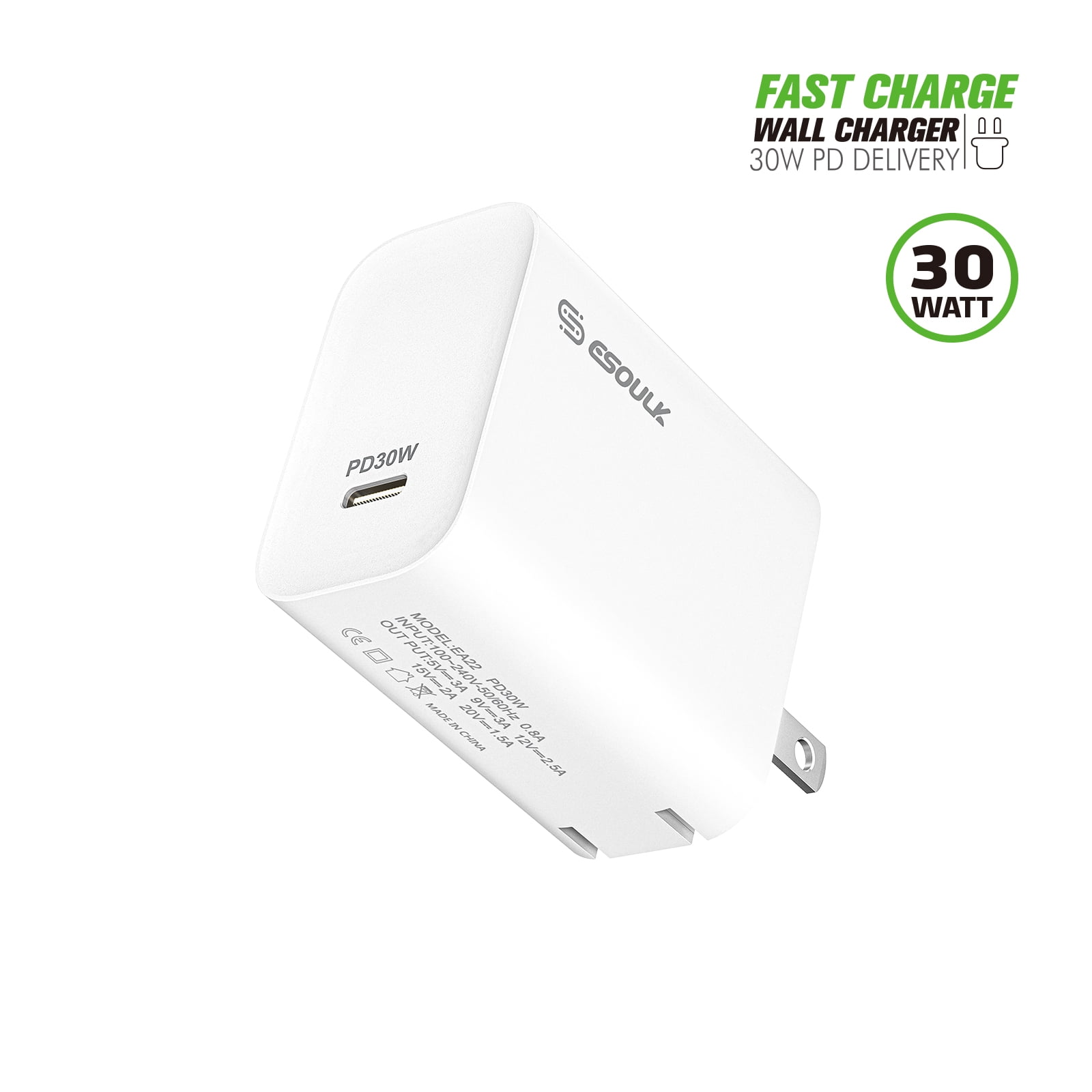 Esoulk 30W PD Fast Wall Charger, White Fast Wall Charger - Walmart.com