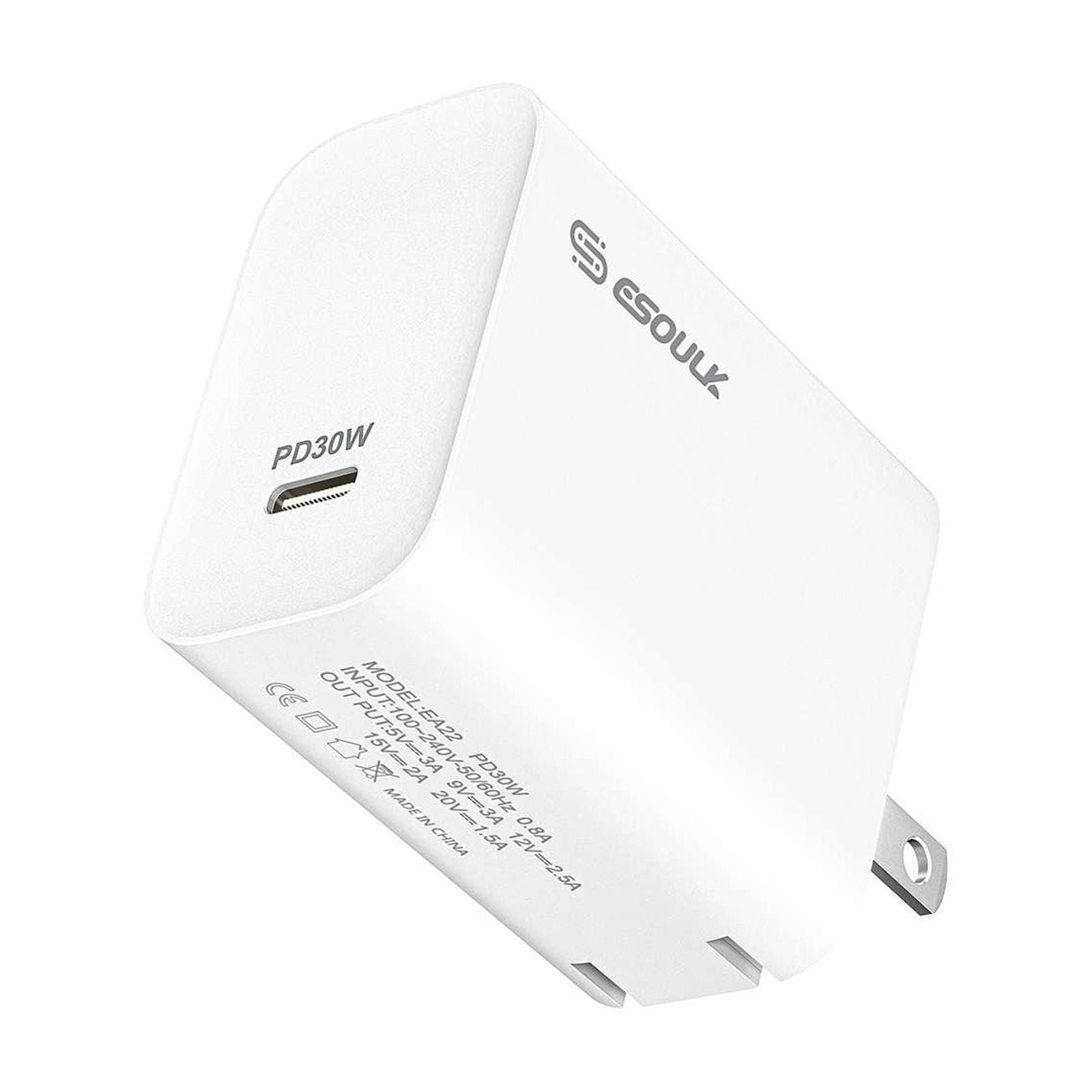 Esoulk 30W USB-C PD (Power Delivery), Ultra Compact, Folding Blades ...