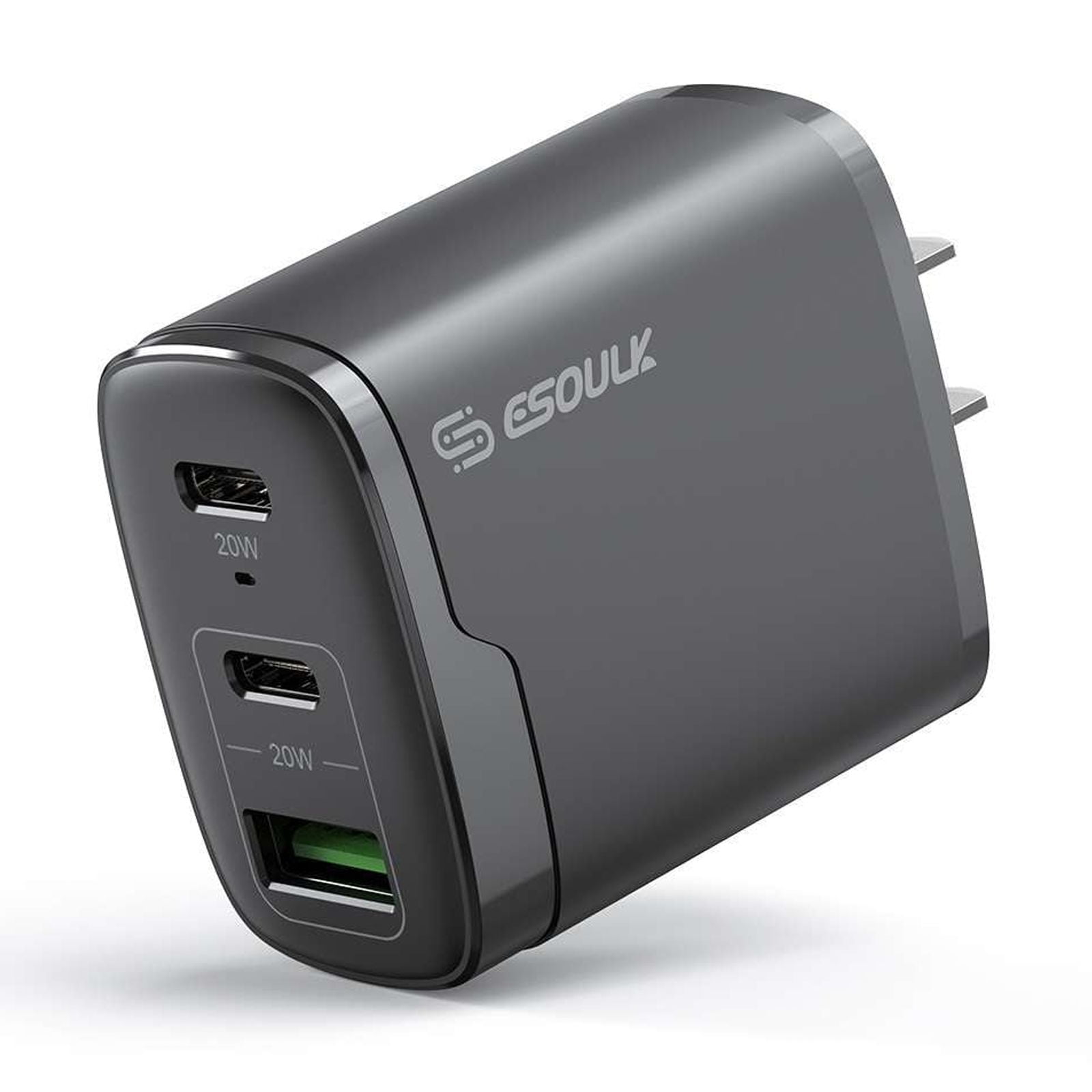 Esoulk 40W 3-Port USB-C PD (Power Delivery) and USB-A Quick Charge, Ultra Fast Charging Wall ...