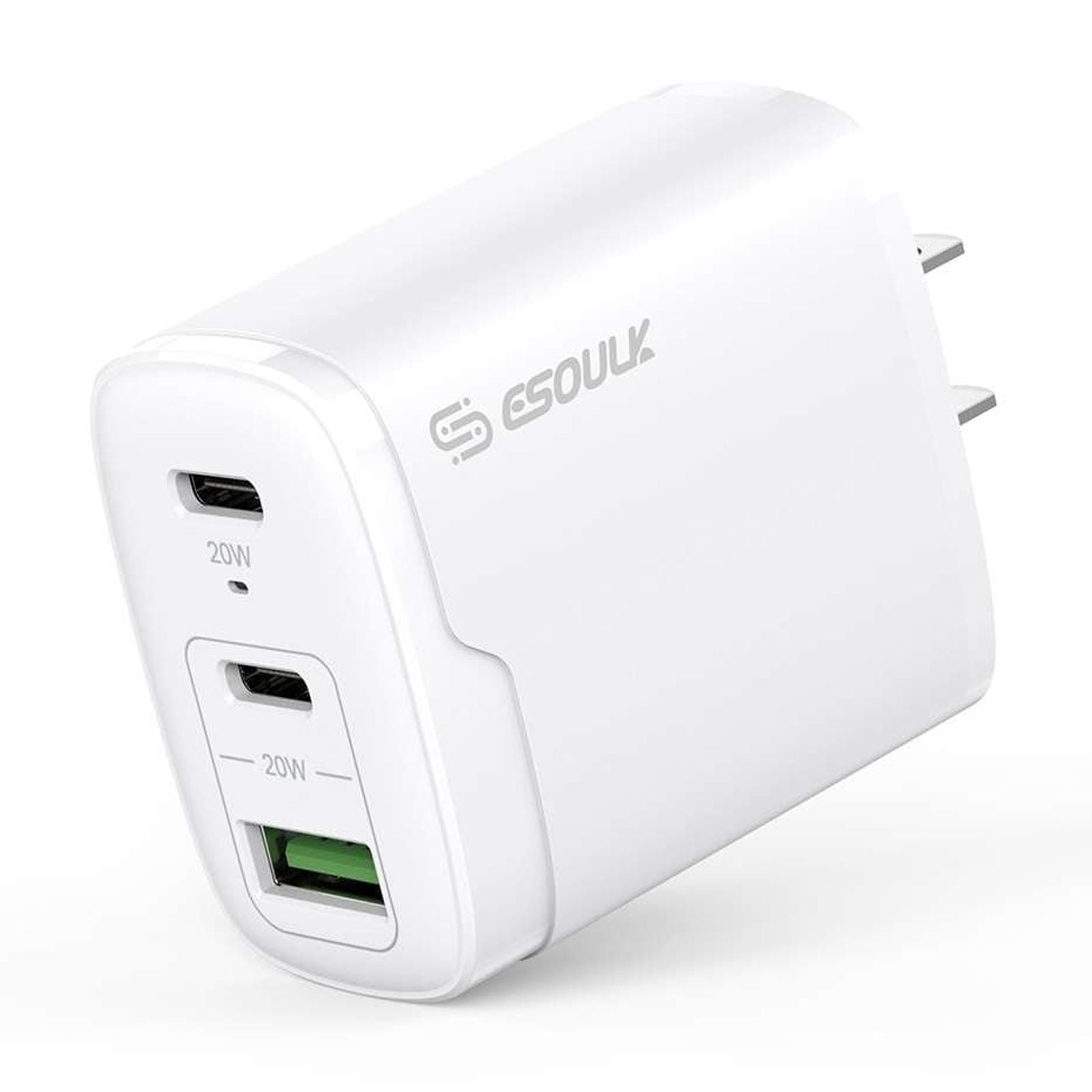 Esoulk 40W 3-Port USB-C PD (Power Delivery) and USB-A Quick Charge ...