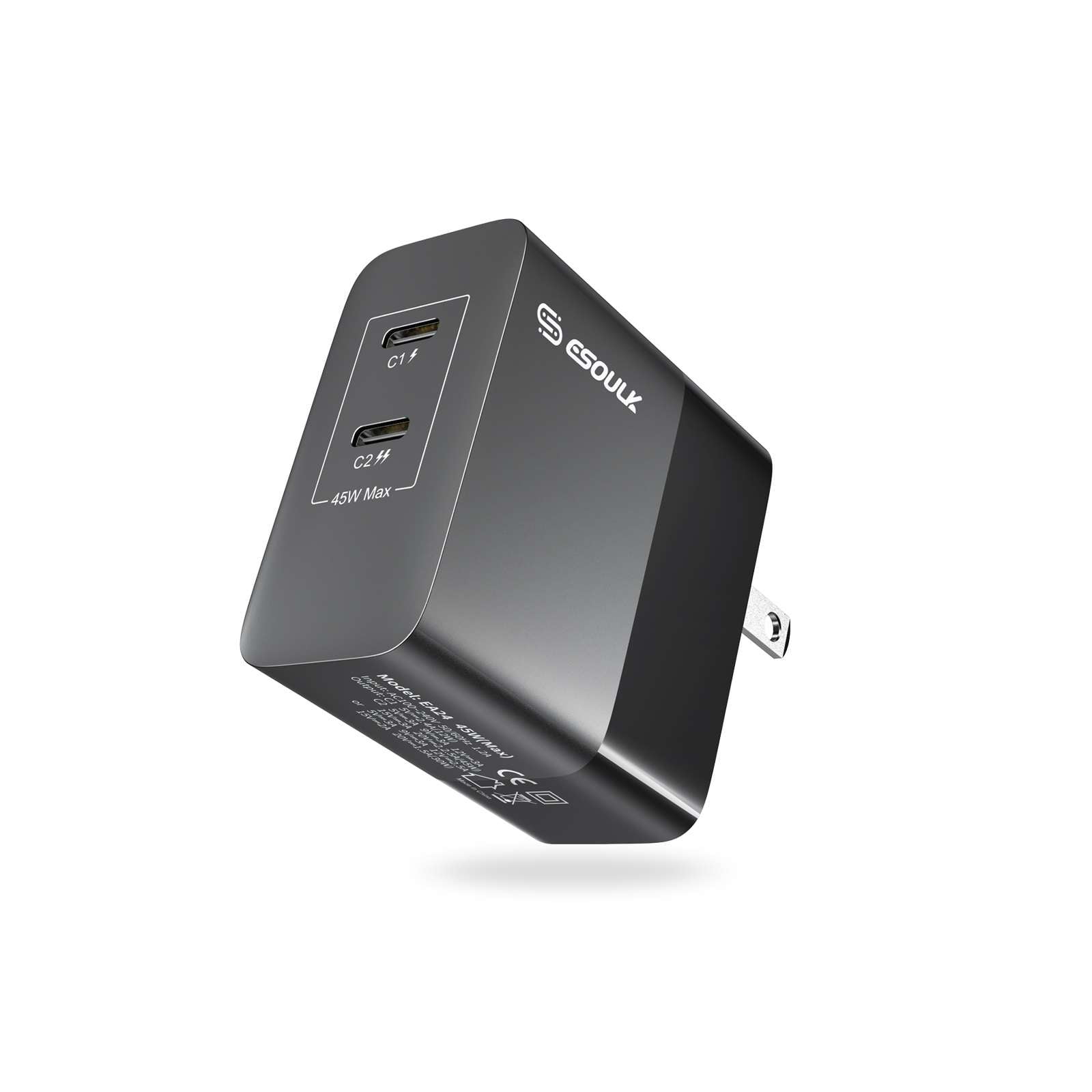 Esoulk 45W Dual Port USB-C PD (Power Delivery), Ultra Compact, Folding ...