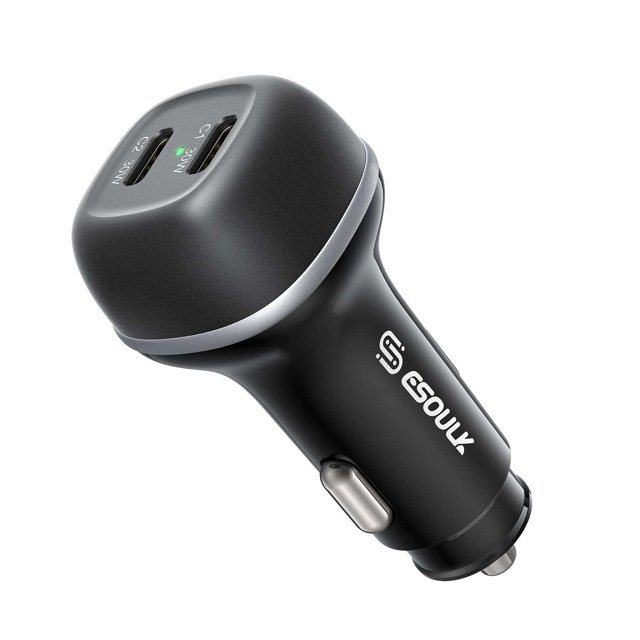 Esoulk 60W PPS Dual USB-C Ports, Fast Charging Car Charger with Glass Screen Protector for T ...