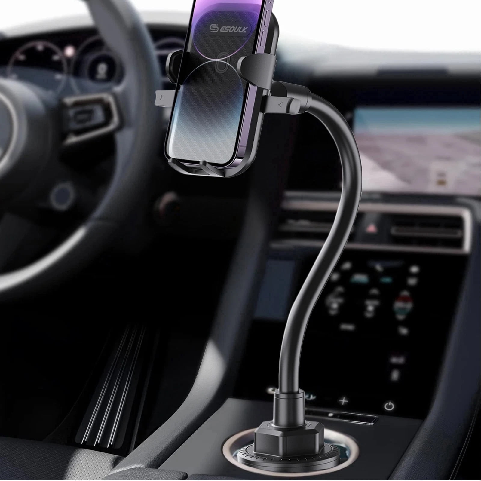 Esoulk Car Cup Holder Phone Mount, Adjustable Gooseneck, Universal ...