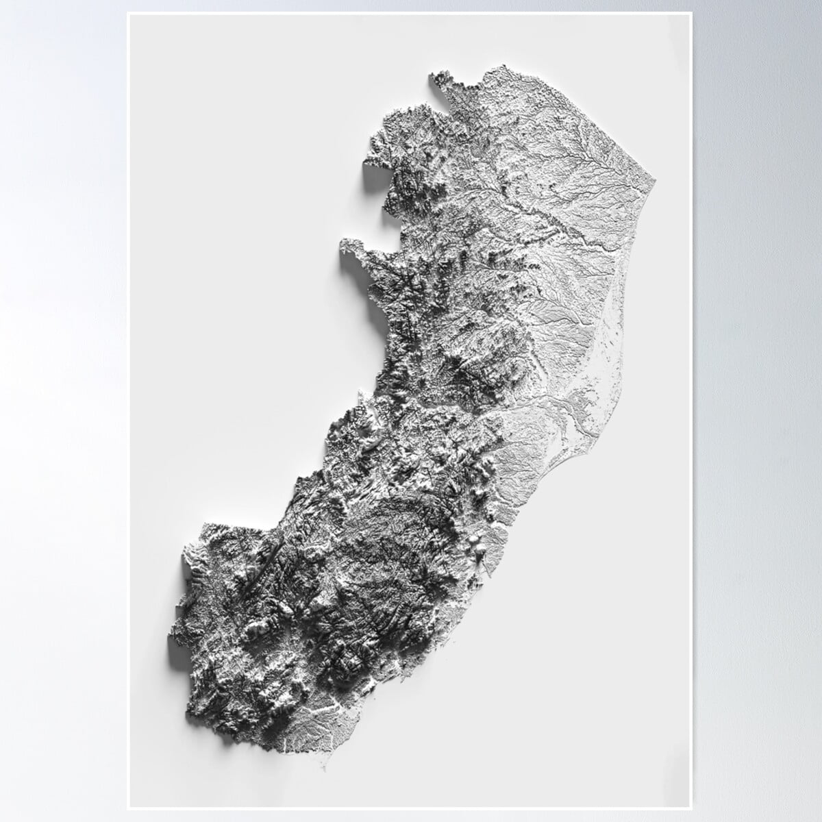 Espírito Santo, Brazil, Relief Map - Topographic Elevation Poster Wall ...