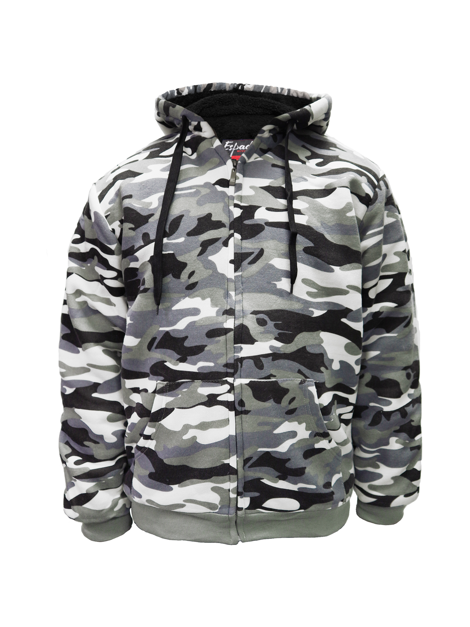 Espada Menswear Full-Zip Camo Sherpa-Lined Hoodie Jacket (1-Pack ...