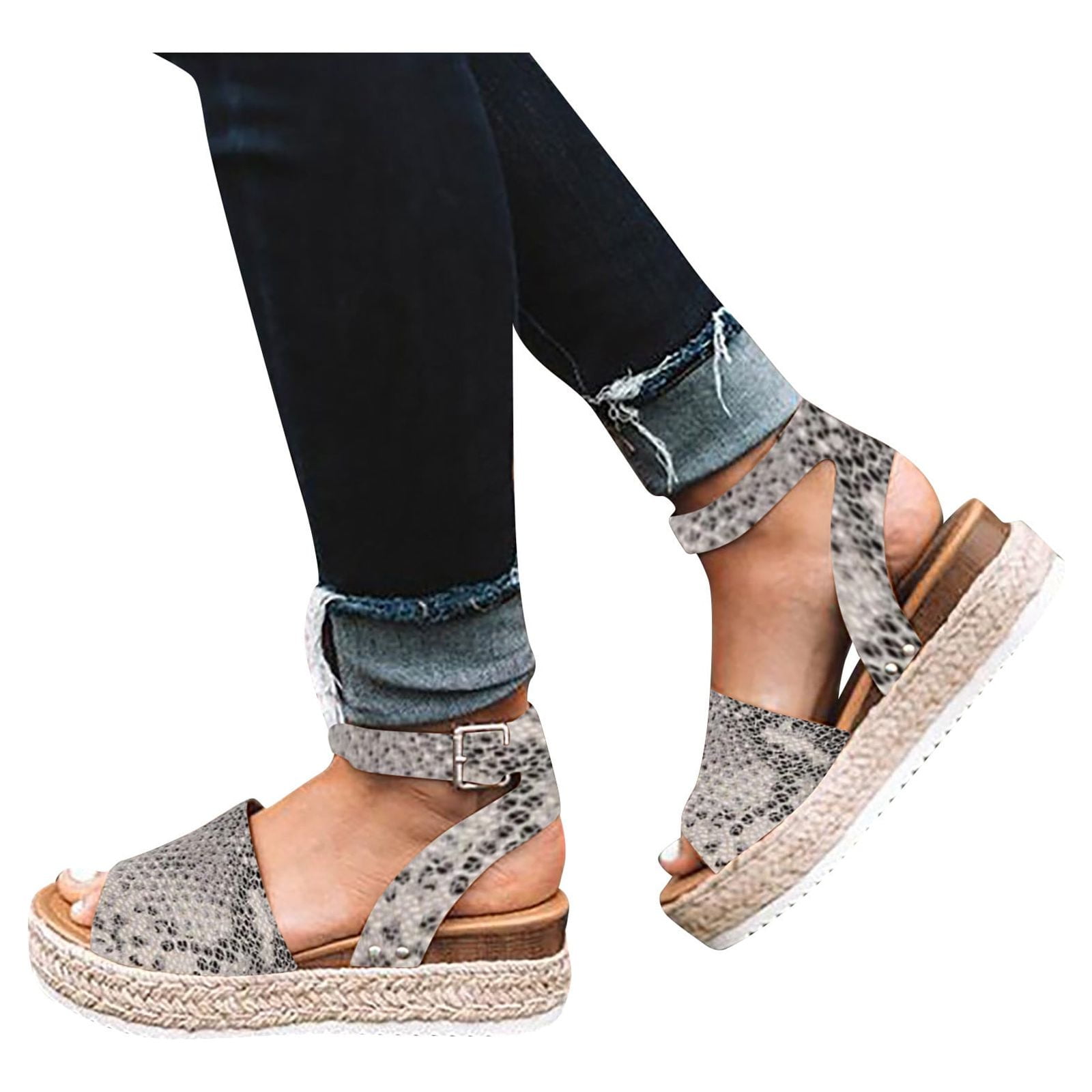 Espadrilles Wedges for Women Summer Casual Leopard Espadrille Platform ...