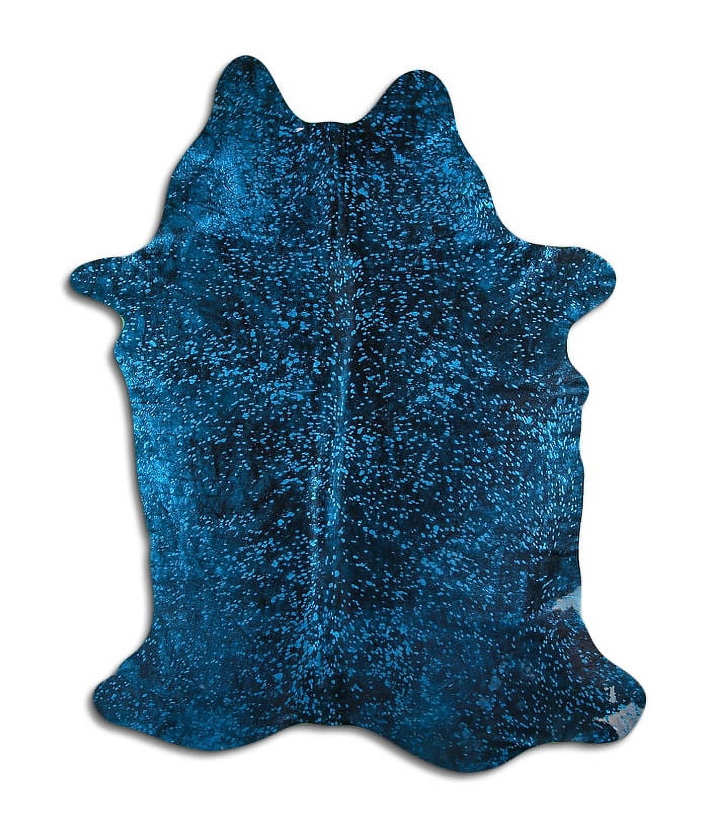 Especial cowhide rugs for sale BLUE METALLIC ON BLACK rug - Walmart.com