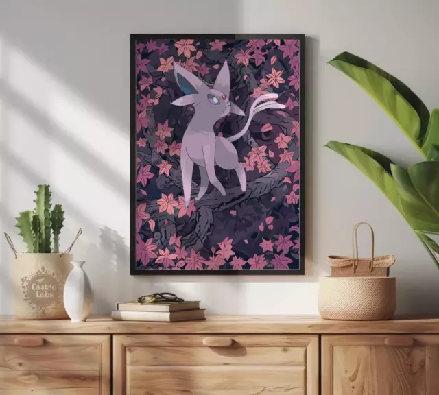 Espeon Pokemon Poster, Japanese Art Style, Mystical Psychic Pokemon ...