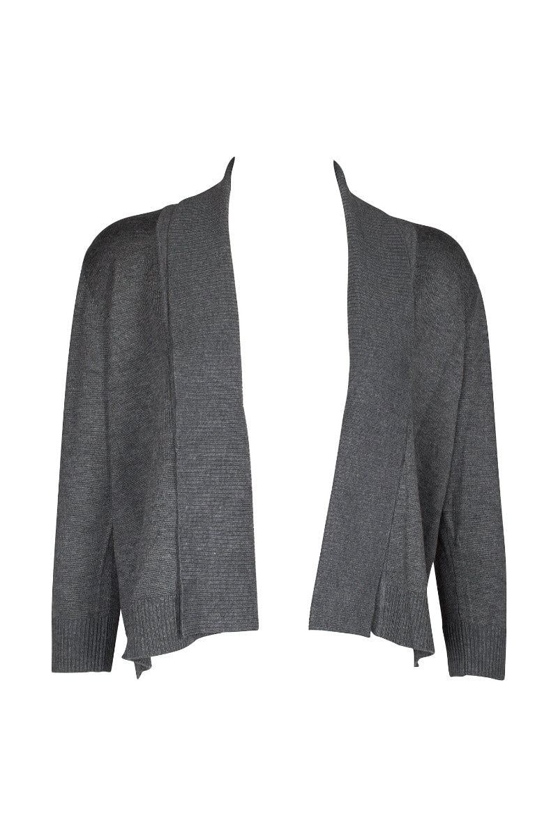 Esperanza Open Front 3/4 Sleeve Cropped Rayon Cardigan-GREY / L ...