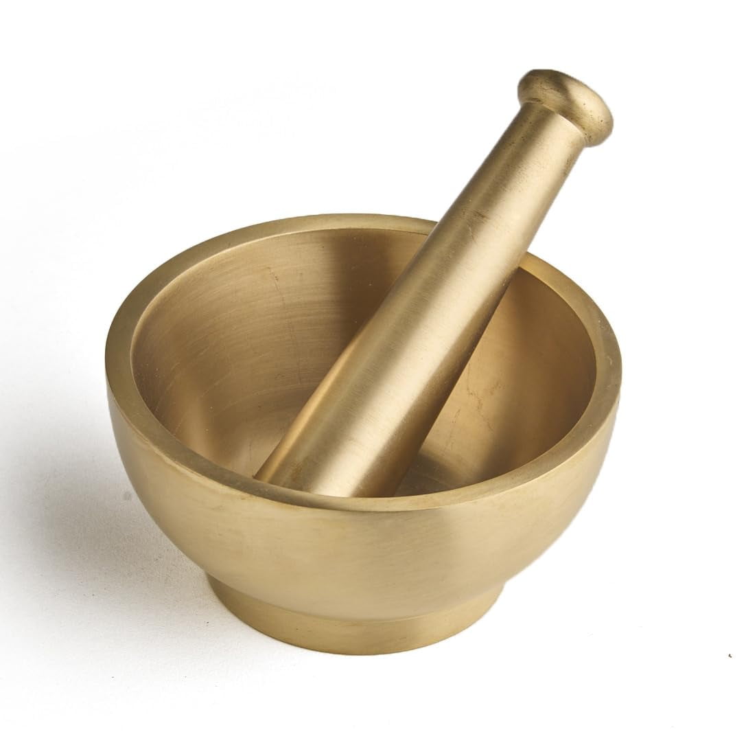 Esplanade Brass Mortar Pestle Set for Kitchen 4 Okhli for Grinding ...