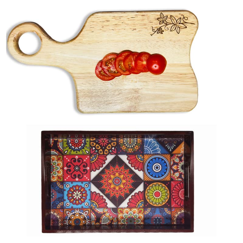 Espoir bloom Wooden Chooping Board with Serving Tray EBT1146 - Walmart.com
