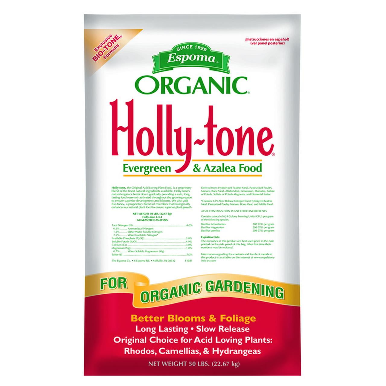 Espoma, Organic Holly-tone Evergreen Azalea Food, 50 lbs - Walmart.com