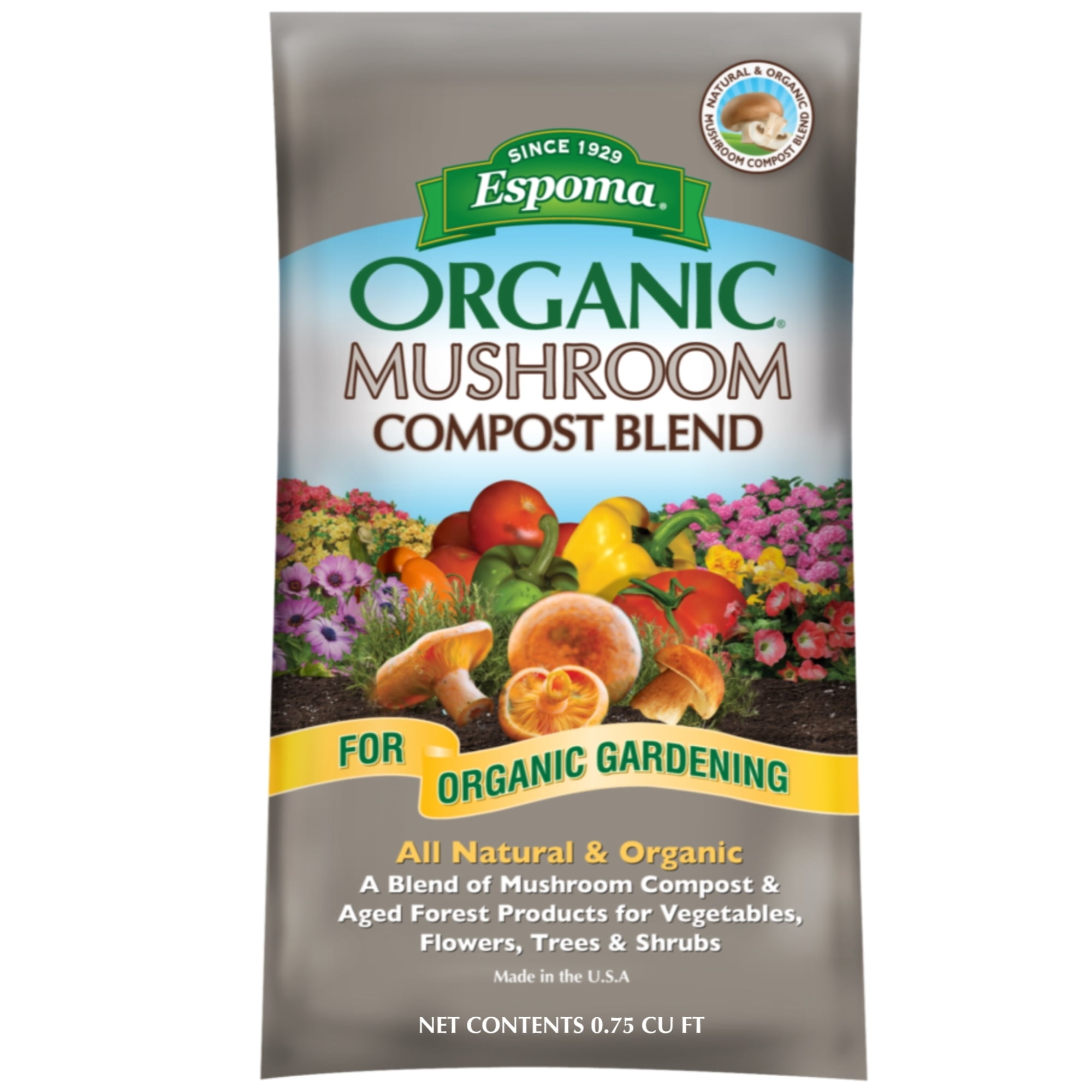Espoma Natural Mushroom Compost Blend Fertilizer, 0.75 cu ft, Feed for ...