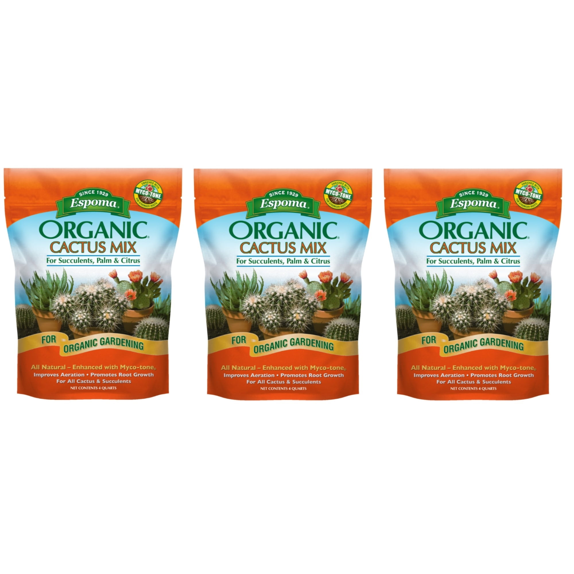 Espoma CA4 4-Quart Organic Cactus Mix, 3 Pack - Walmart.com
