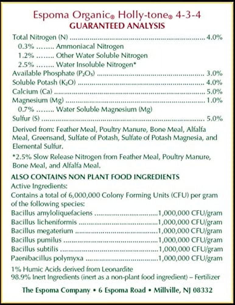 Espoma Organic Holly-Tone 4-3-4 Evergreen & Azalea Plant Food; 4lb. Bag ...