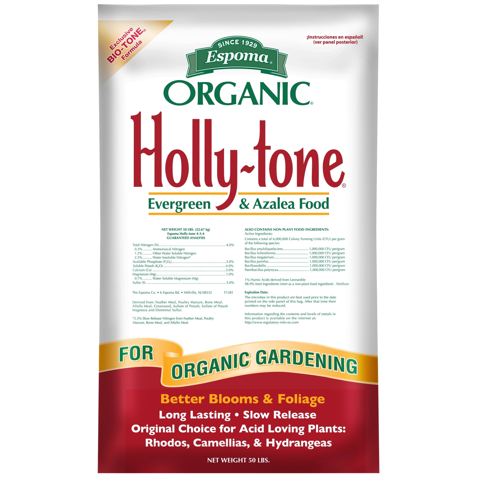 Espoma Organic Holly-tone Evergreen & Azalea Food, 4-3-4 Fertilizer ...