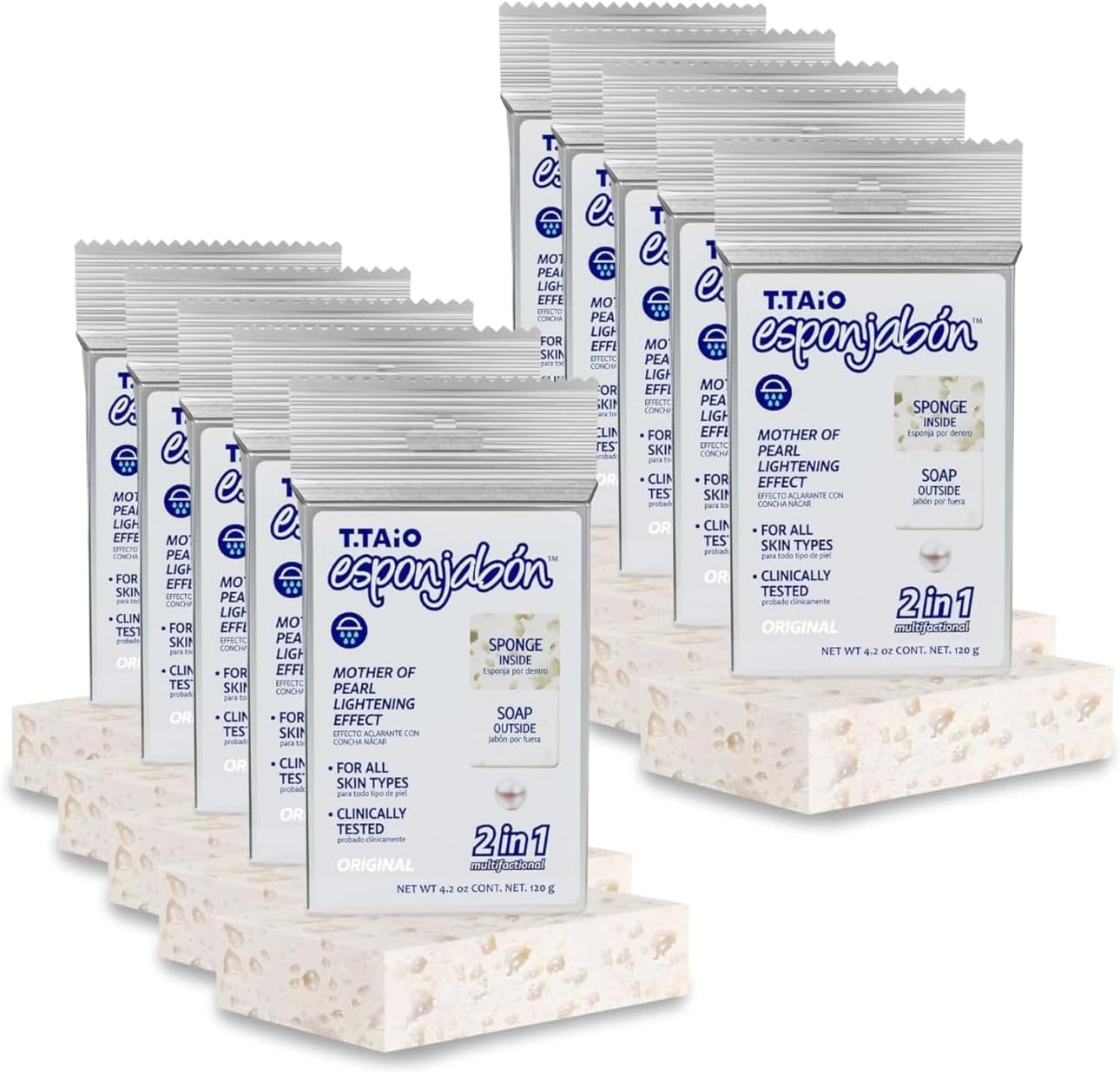 Esponjabon Mother of Pearl Soap Sponge - Cleansing Shower Scrubber ...