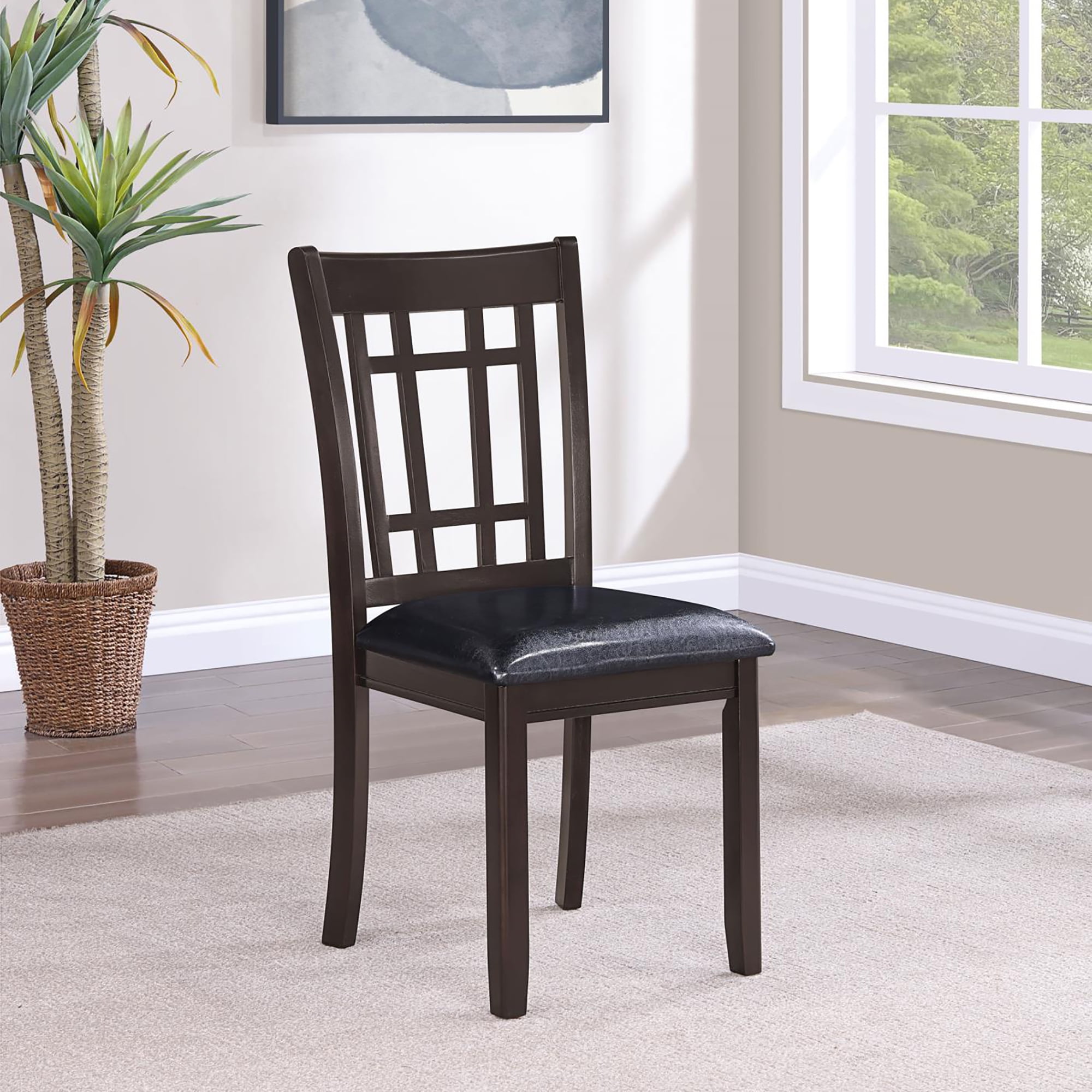 Espresso And Black Lattice Back Side Chairs (Set Of 2) - Walmart.com