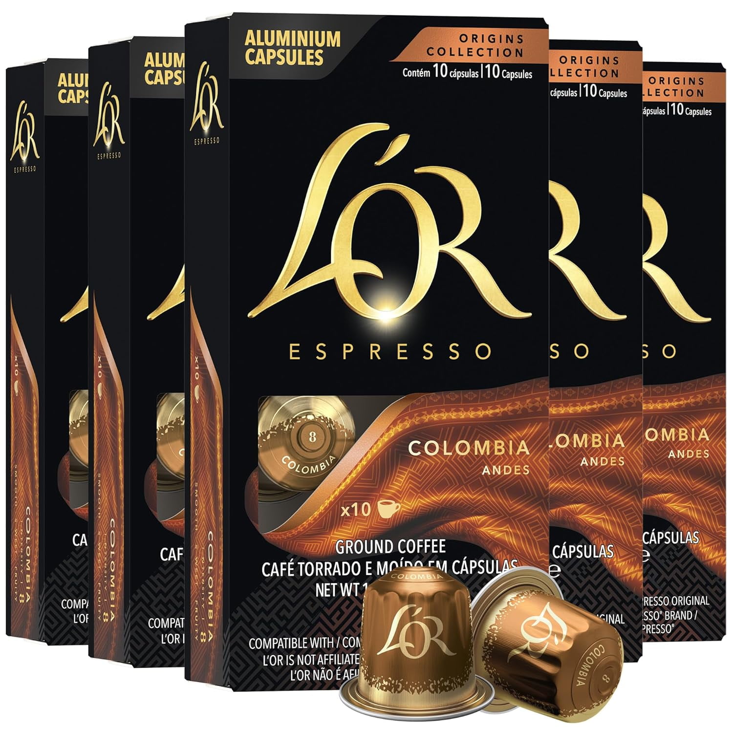 Espresso Capsules, 50 Count Colombia, Single-Serve Aluminum Coffee ...