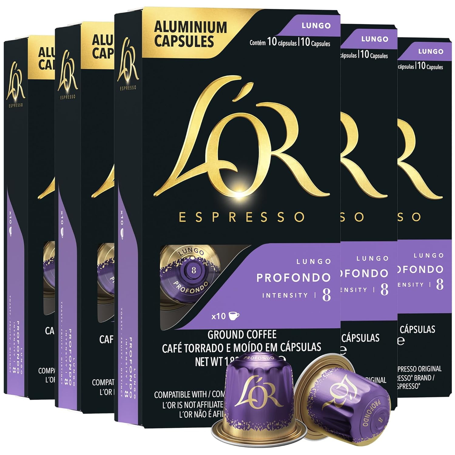 Espresso Capsules, 50 Count Profondo Lungo, Single-Serve Aluminum ...