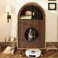Espresso Cat Litter Box Enclosure & Bed, 2-in-1 Condo Cat Furniture ...