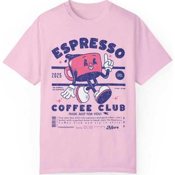 Espresso Coffee Club T-Shirt - Retro Coffee Graphic Tee, Aesthetic ...