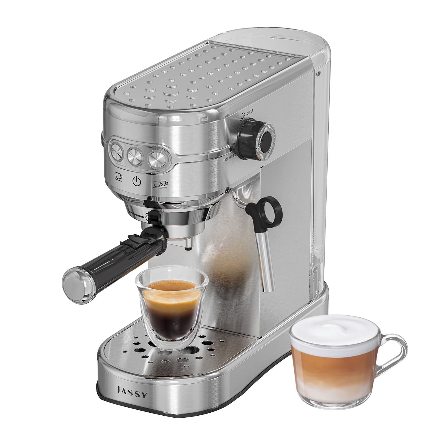 JASSY 20 Bar Espresso Maker with Milk Frother, 1450W, Latte/Cappuccino ...