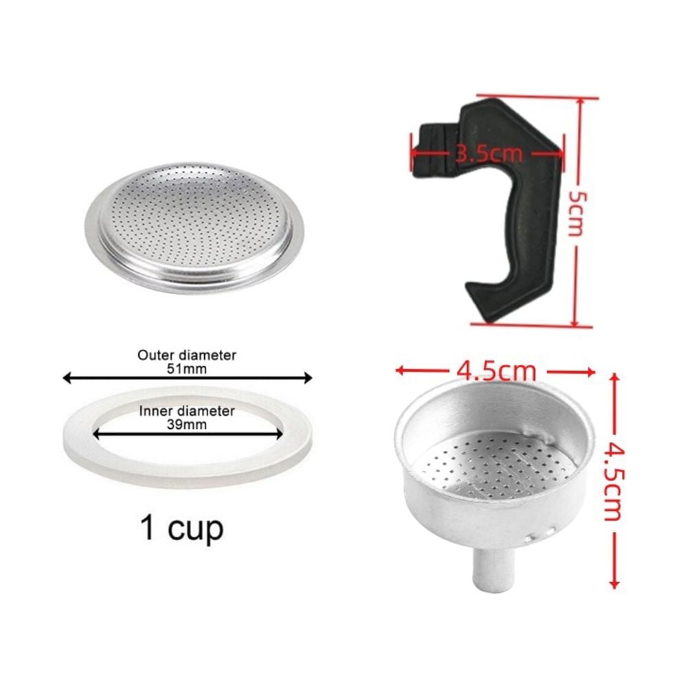 Espresso Coffee Moka Pot Replacement Parts Handle,Gasket Seal,Funnel ...