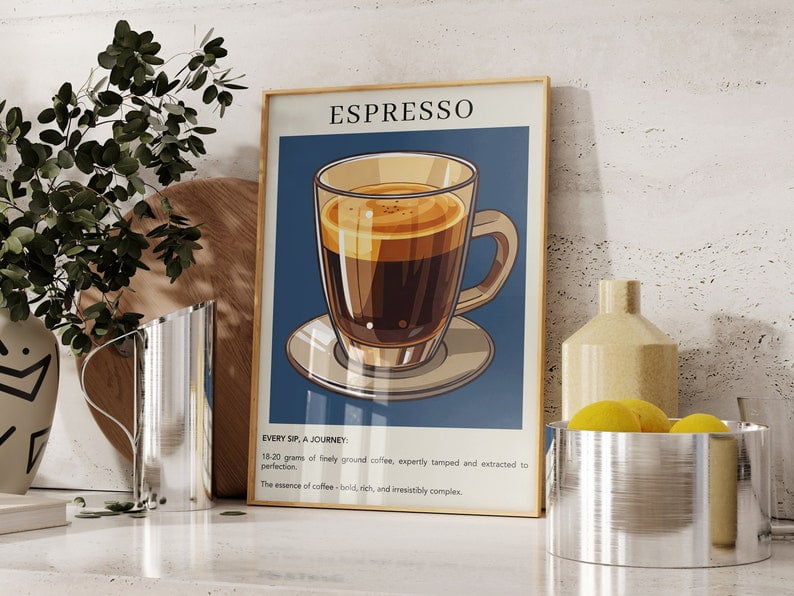 Espresso Coffee Print, Coffee Art Poster, Gift for Her, Coffee Sign for ...