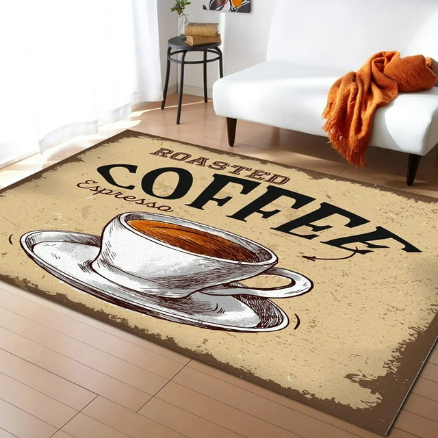 Espresso Coffee Retro Style Living Room Carpet Coffee Table Floor Mat ...